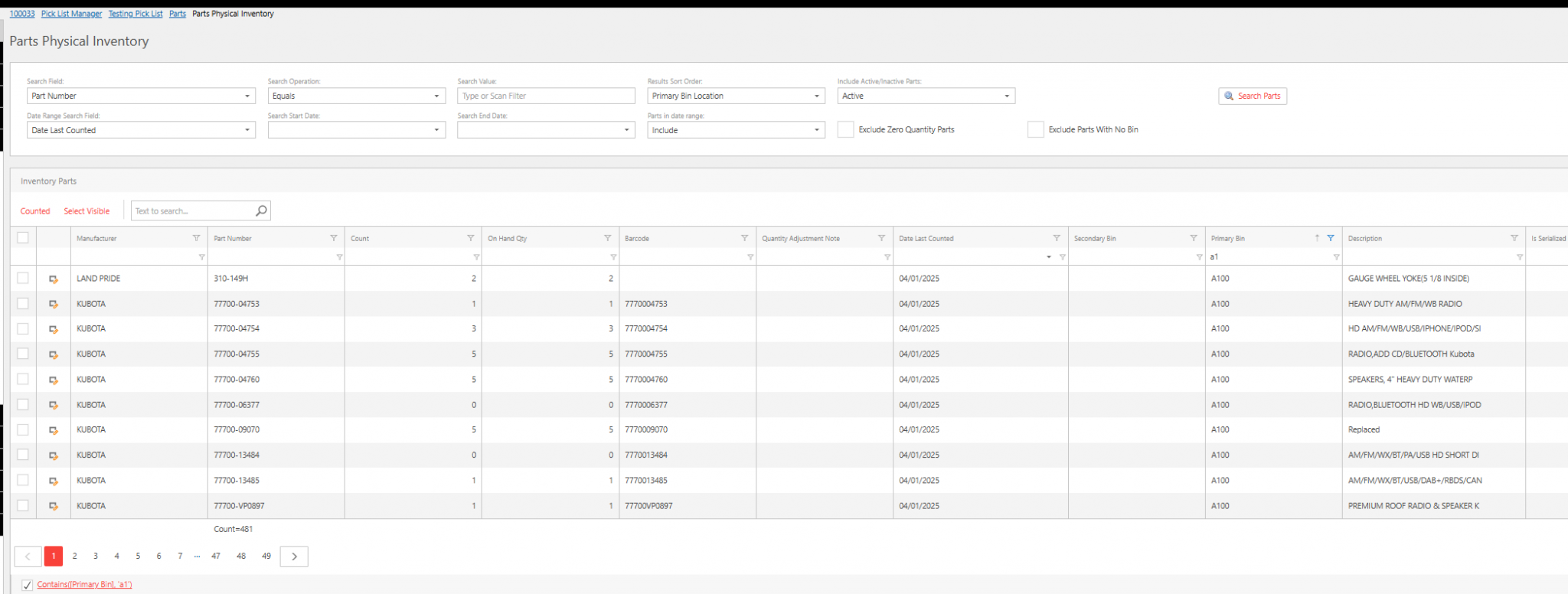 Parts Inventory | Basic Software Systems